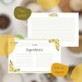 Lemon Theme Recipe Card | 6"x4" Recipe Card | Customizable Template ...