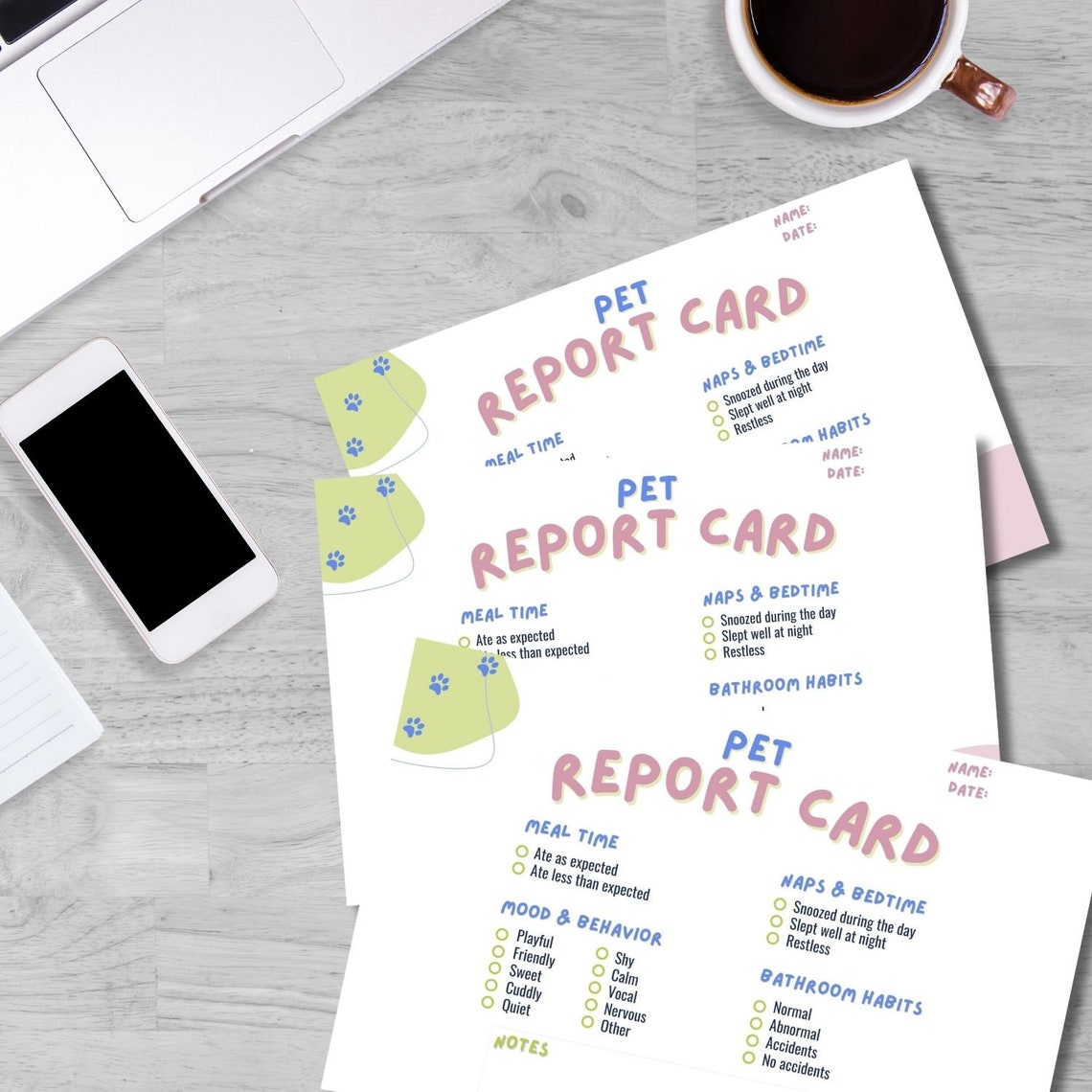 Pet Report Card, Dog Report Card, Cat Report Card | Digital Download ...