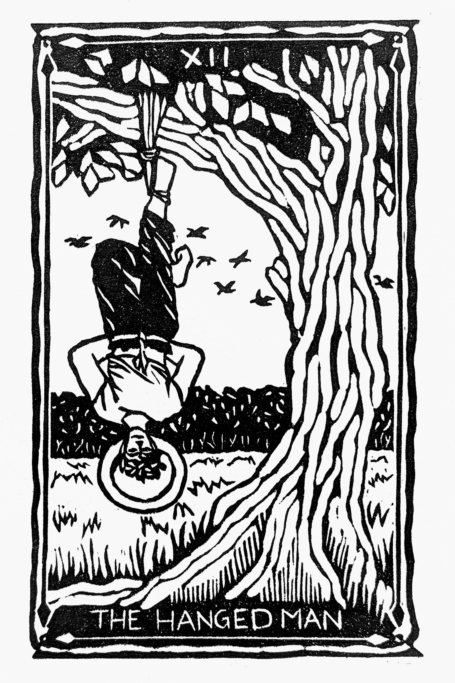 The Hanged Man Tarot Card Lino Cut - Etsy