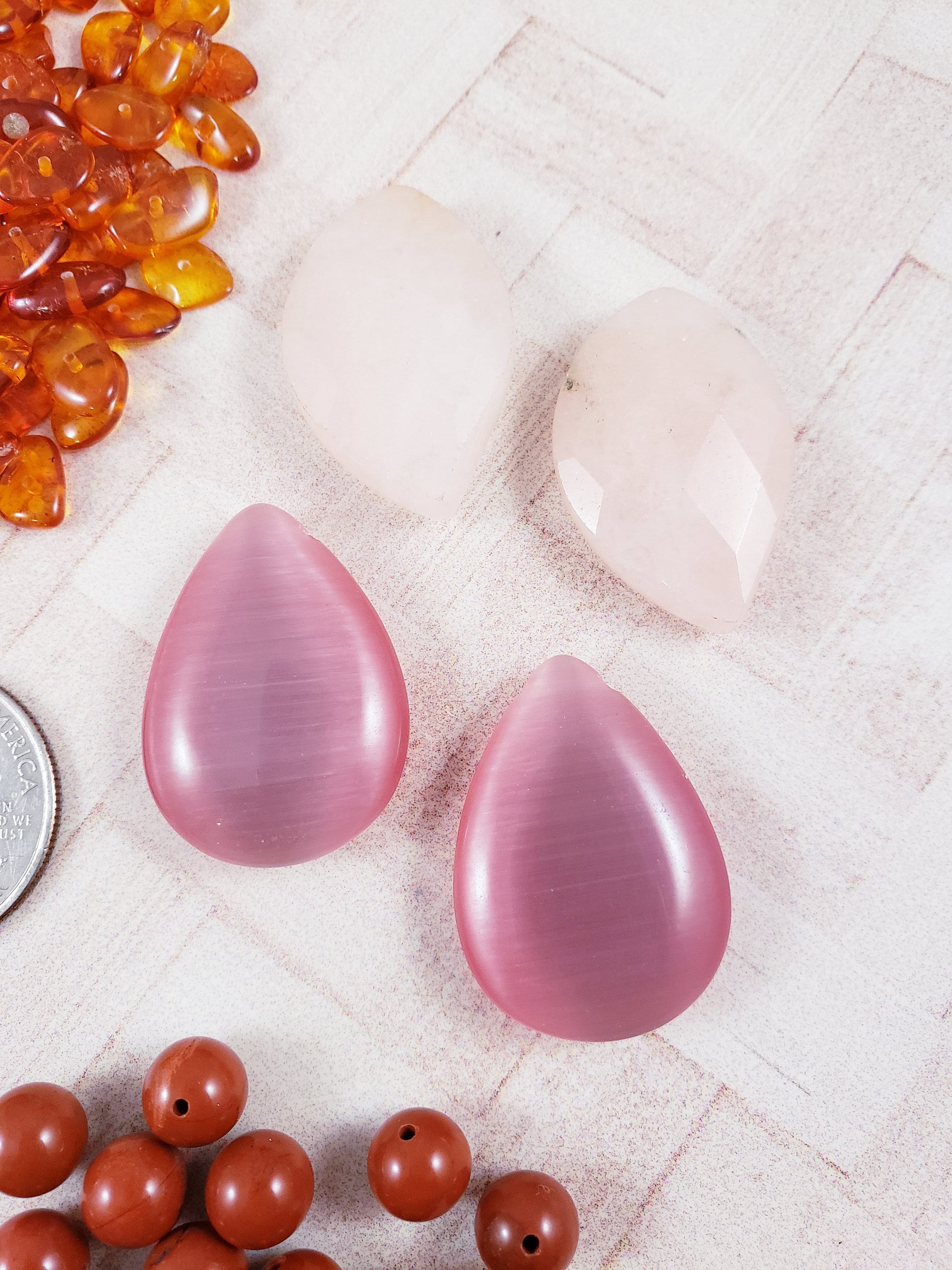 BEAD DESTASH, Gemstones and Glass, Cats Eye, Quartz, Amber, Jasper ...