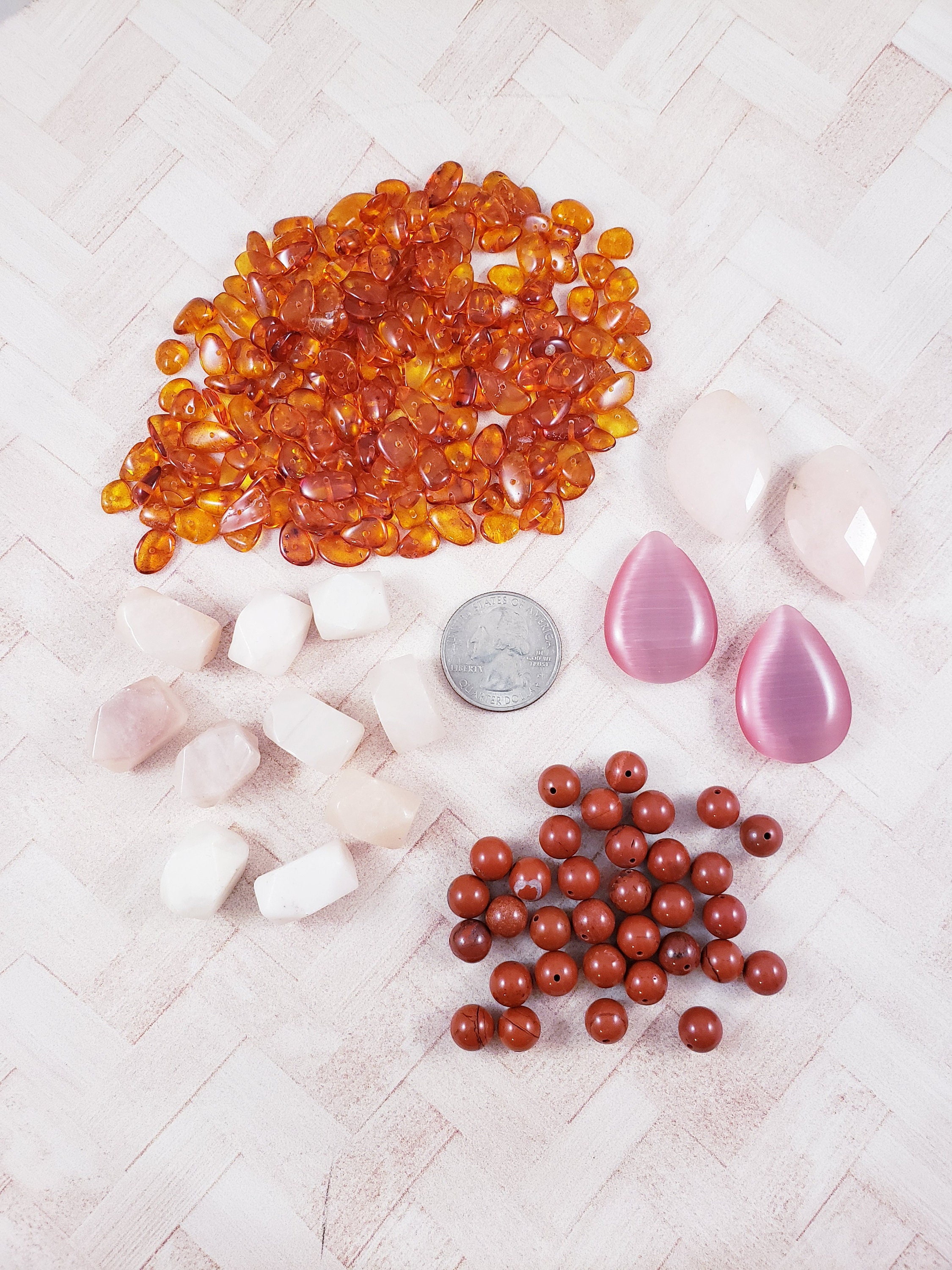 BEAD DESTASH, Gemstones and Glass, Cats Eye, Quartz, Amber, Jasper ...