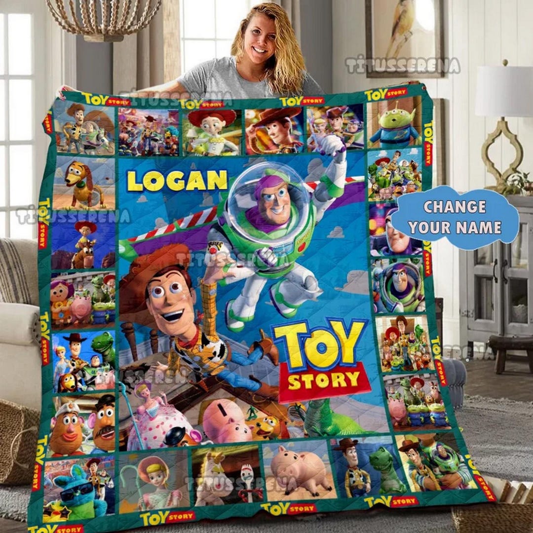 Personalized Toy Story Quilt Blanket, Sheriff Woody Blanket, Buzz ...