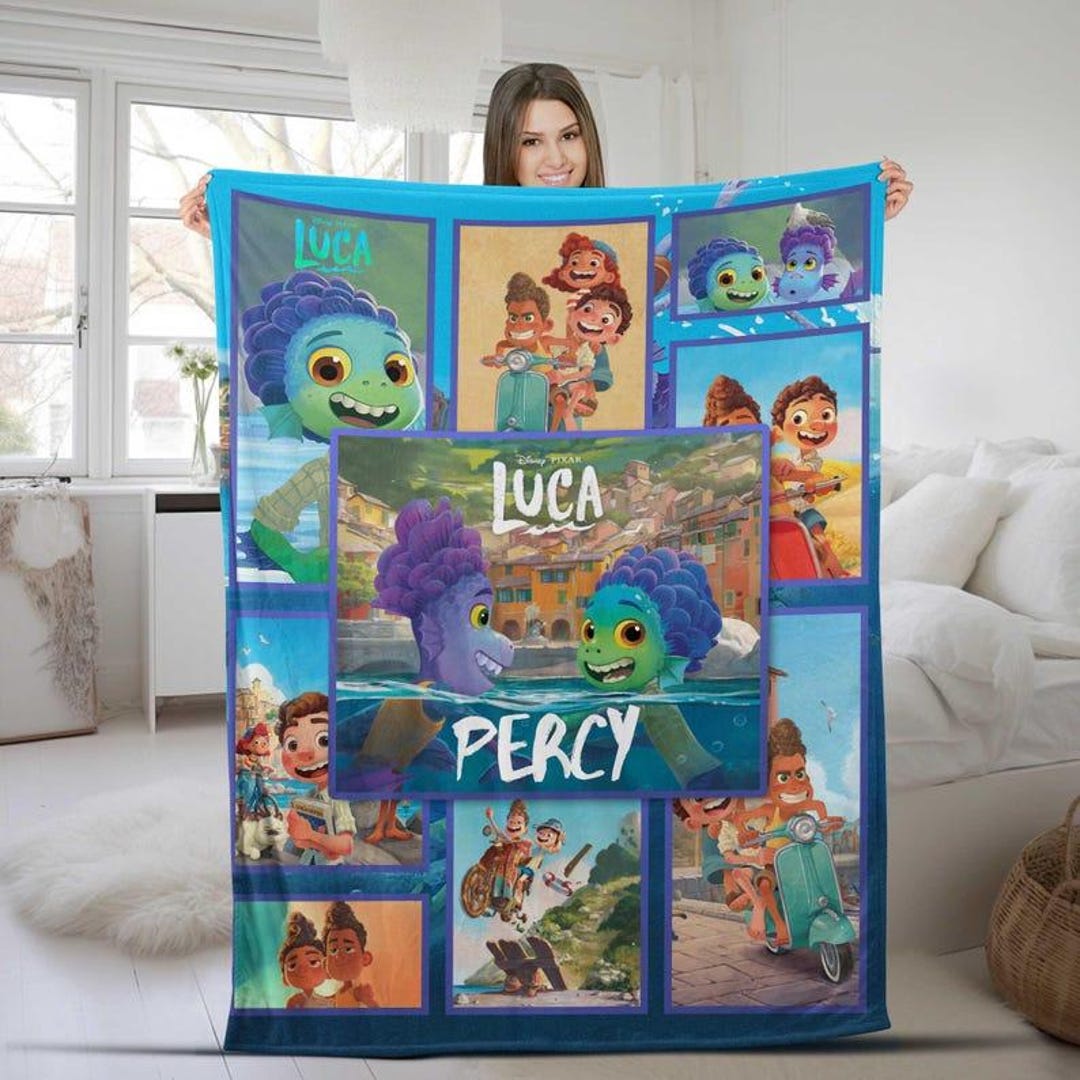 Custom Name Luca Cartoon Blanket, Personalized Luca Blanket, Gift for ...
