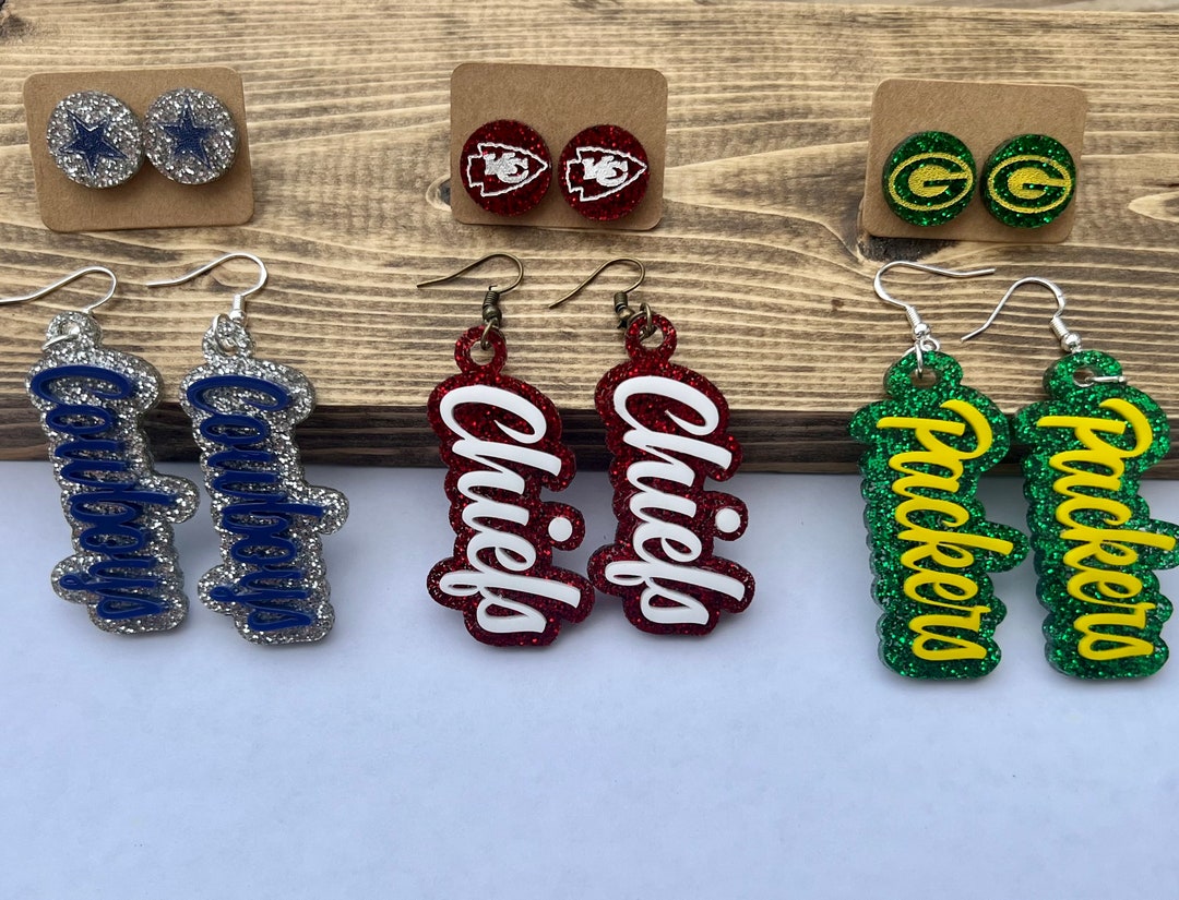 NFL Earrings Football Earrings Any NFL Team - Etsy