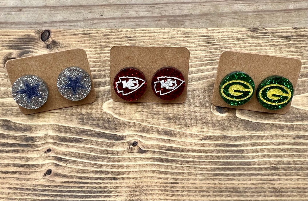 NFL Studs Football Earrings Any NFL Team - Etsy
