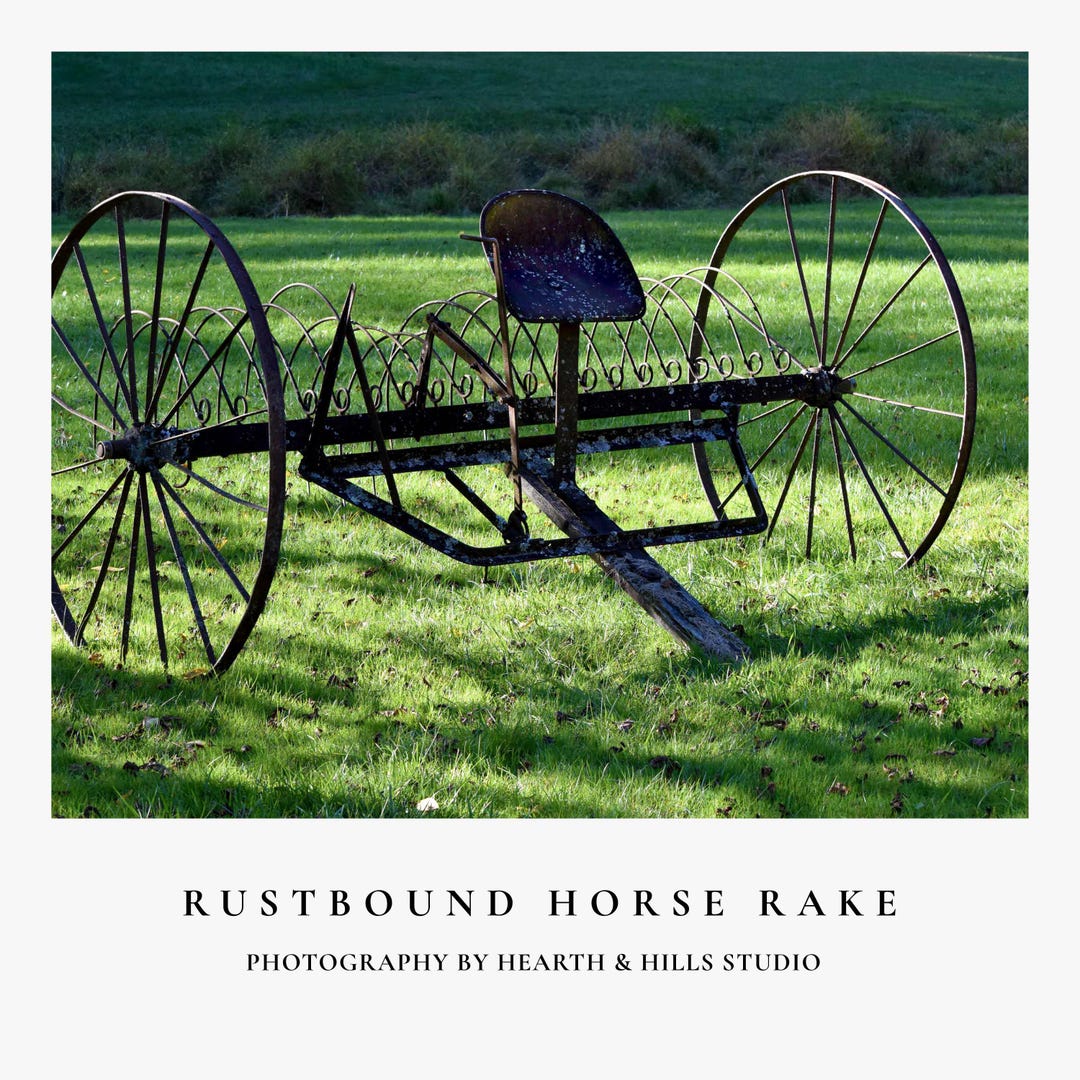 Vintage Horse Rake Photography Print, Rustic Farm Equipment Wall Art ...