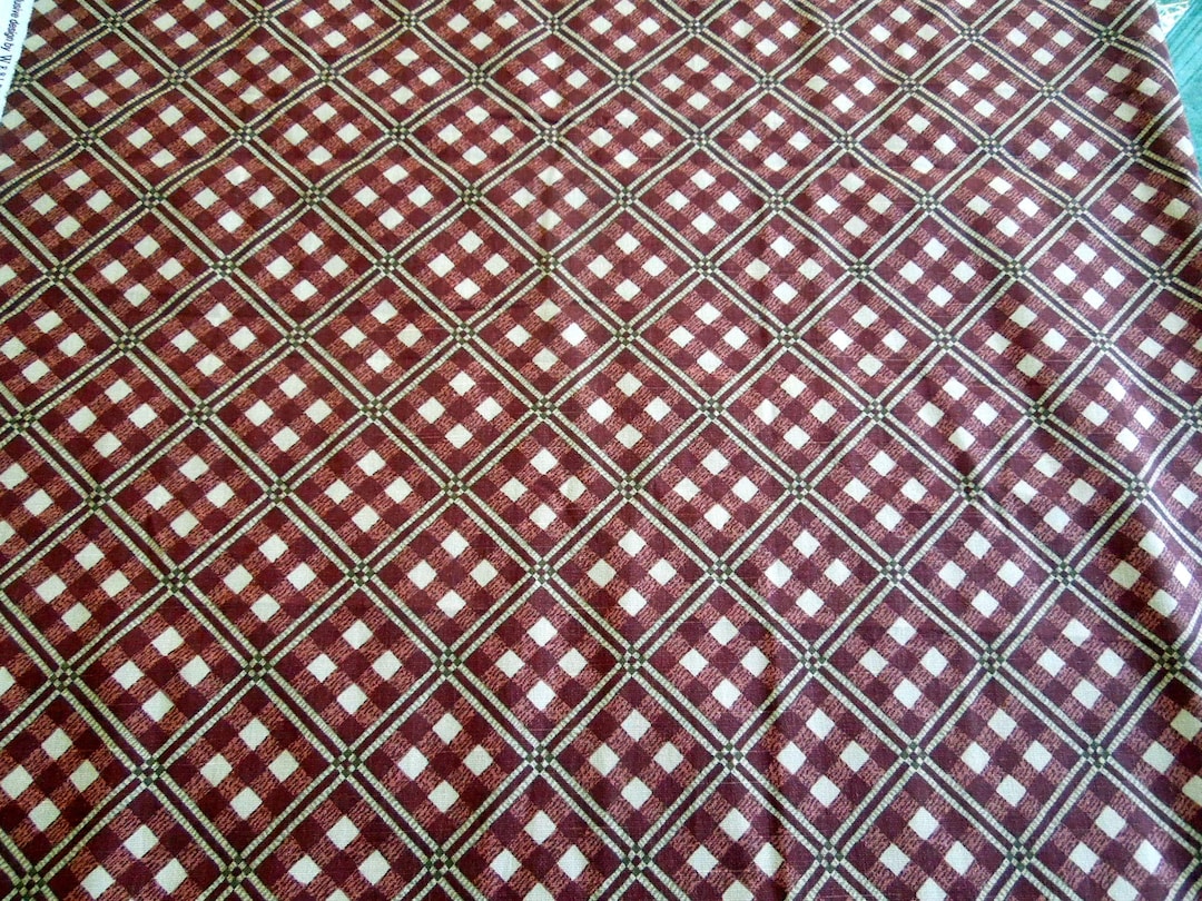Vintage Gingham Fabric: Wesley Mancini Portfolio Textiles, Brick Red ...
