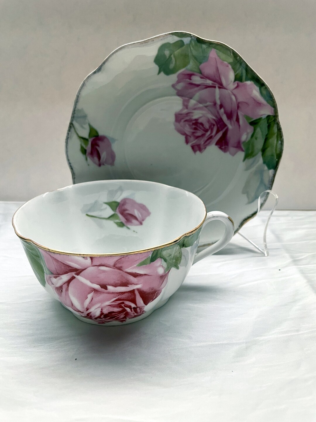 Rosenthal Cup Saucer Breakfast Size Chrysantheme Form Large Pink ...