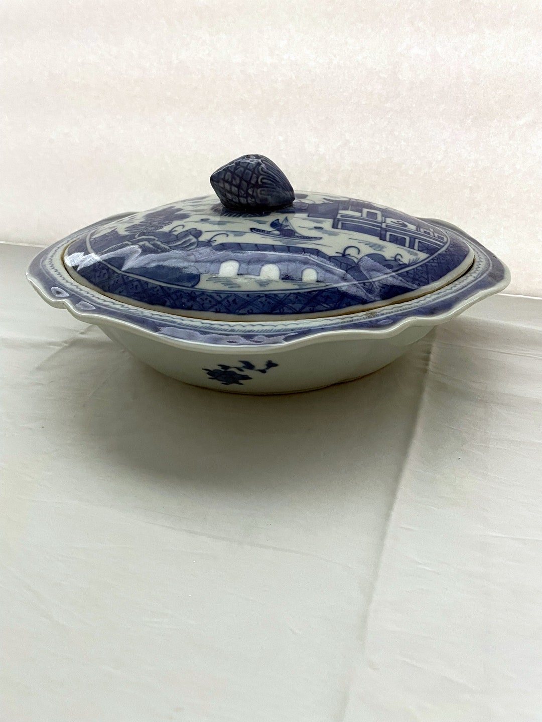 Antique Chinese Export Canton Nanking Porcelain Blue & White Covered ...