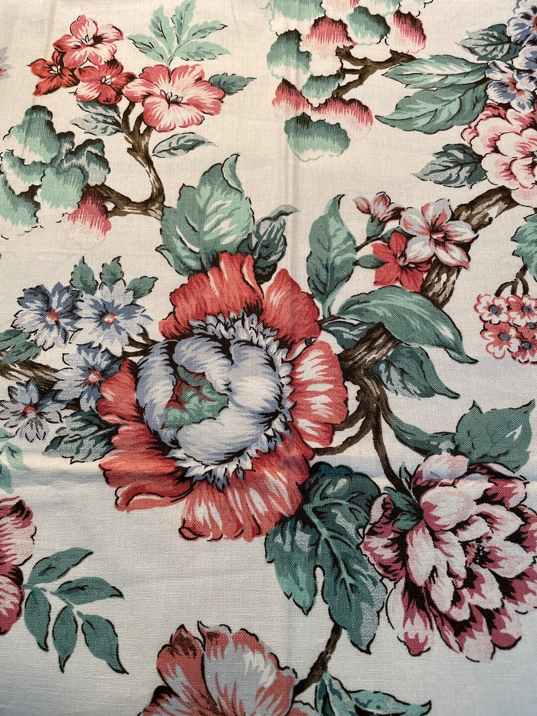 Greeff Floral Fabric Sample 100% Cotton "dutton" Large Flowers Branches ...