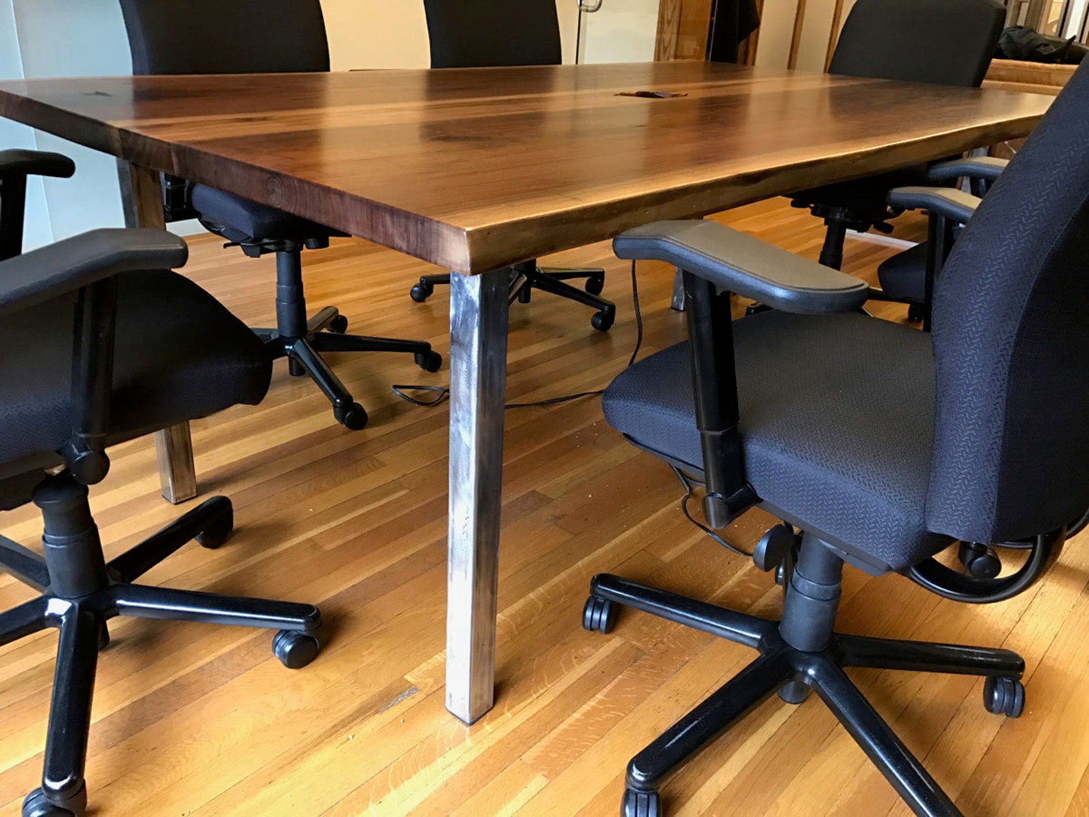 Live Edge Walnut Conference Table Wth Center Outlets/usb Ports - Etsy