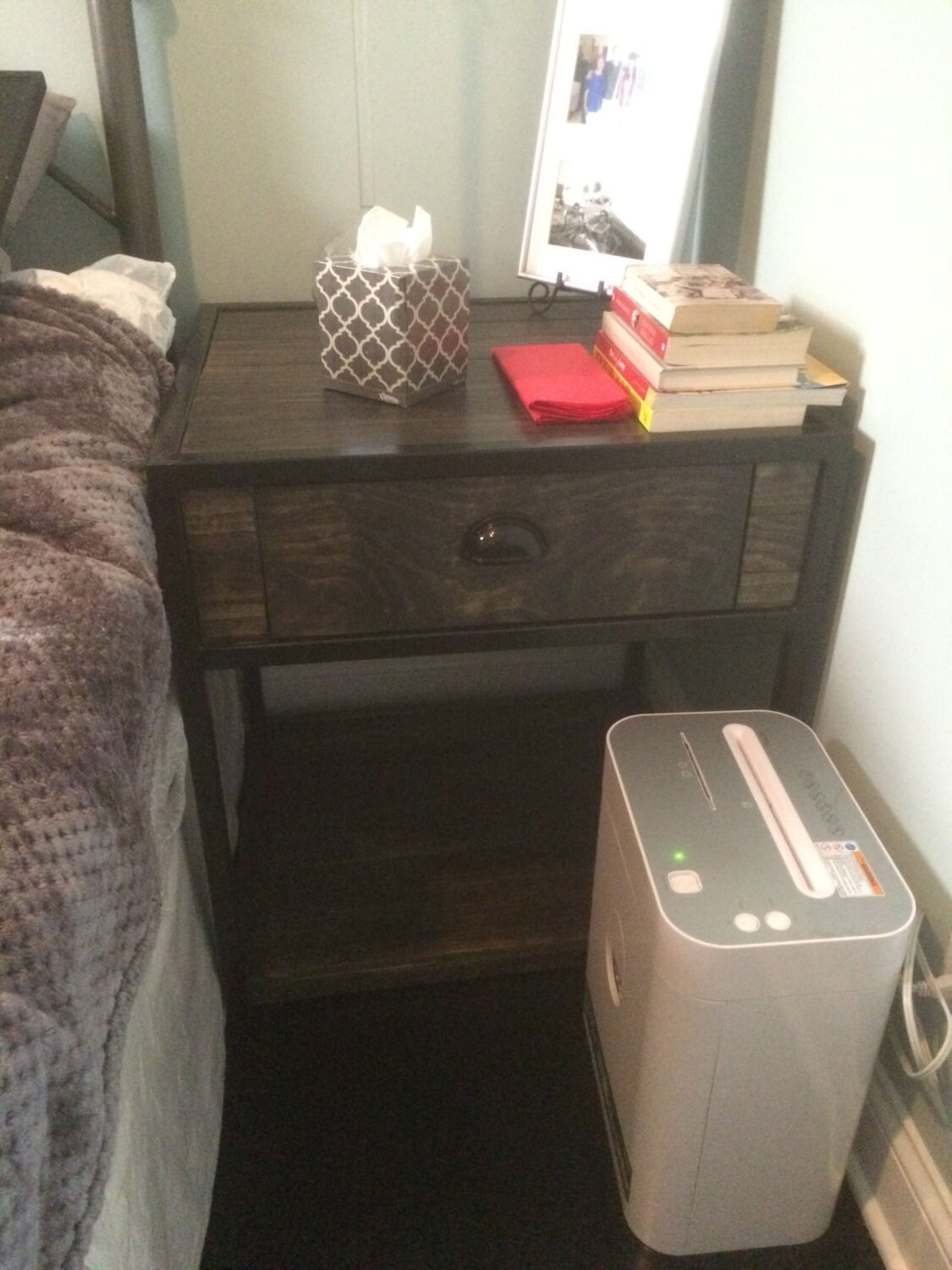 Pair of Iron and Wood Night Stands With Outlet/usb Hub Embedded in the ...