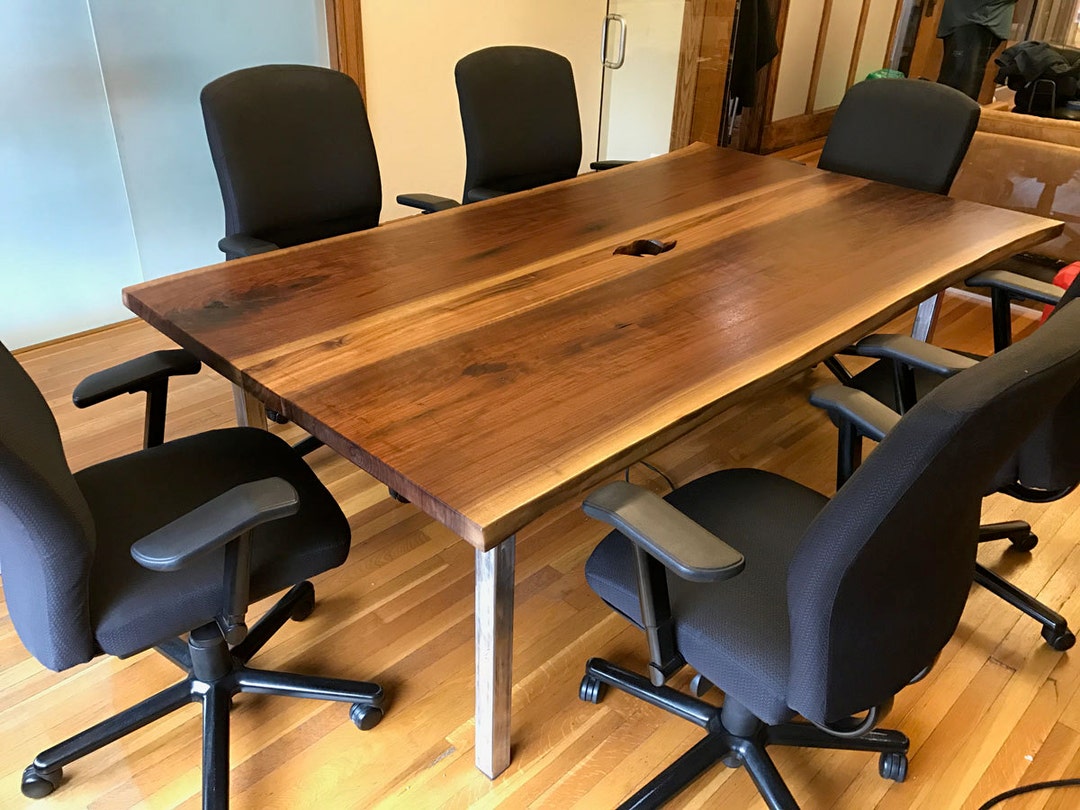 Live Edge Walnut Conference Table Wth Center Outlets/usb Ports - Etsy