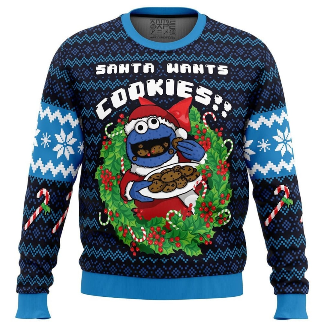 Santas Cookies Cookie Monster Ugly Christmas Sweater - Etsy