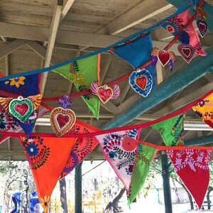 Mexican Pennant, Papel Picado, Embroidered Dress Fiesta Bunting, Mexico ...