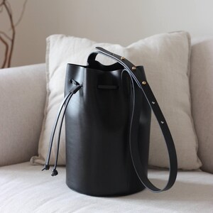 Bucket Bag Leather | Drawstring Leather Bucket Bag I Shoulder Bag ...