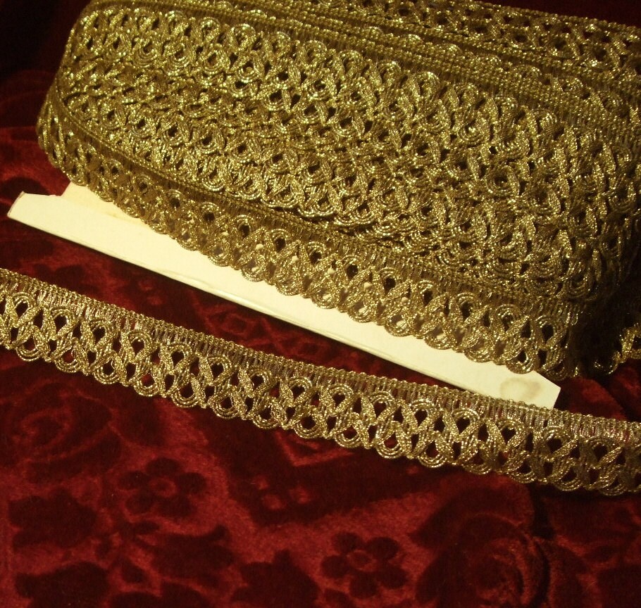 Vintage Gold Metallic Lace Trim Ribbon With Double Row Braid - Etsy