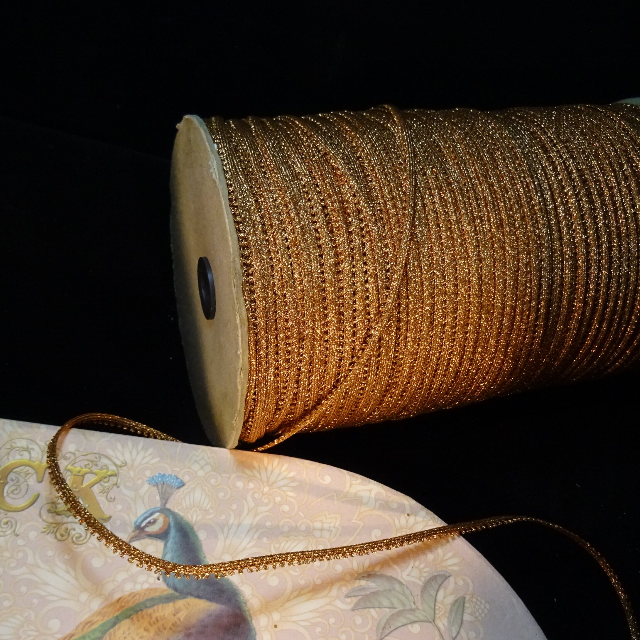 Vintage Metallic Picot Edge Gimp Cord Trim in Copper Color, Narrow ...