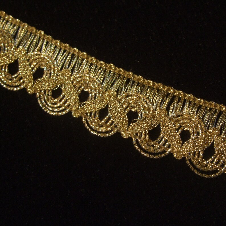 Vintage Antique Gold Metallic Lace Trim Ribbon Braid Loop Waves for ...