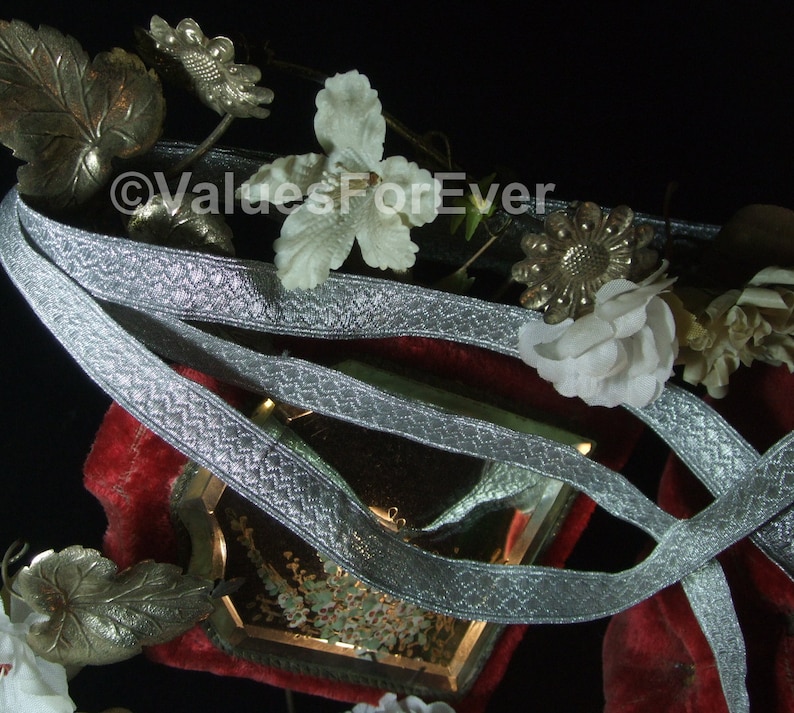 Antique Vintage Silver Metallic Trim Braid Ribbon Tape Band - Etsy