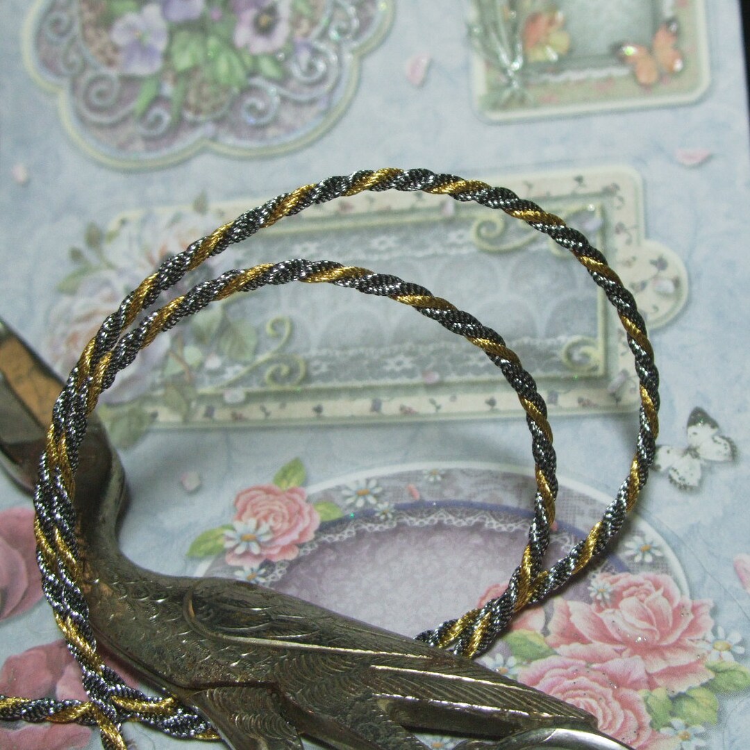 Antique Rope Cord Trim of Gold Silver Metallic Brocade Threads, High ...