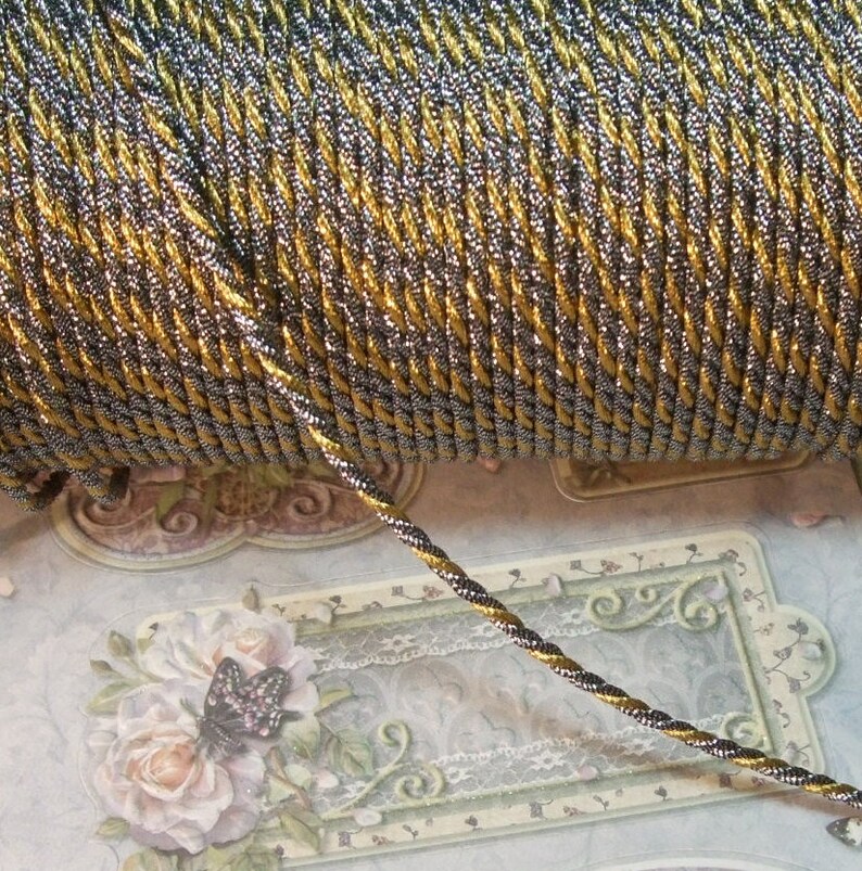 Antique Rope Cord Trim of Gold Silver Metallic Brocade Threads, High ...