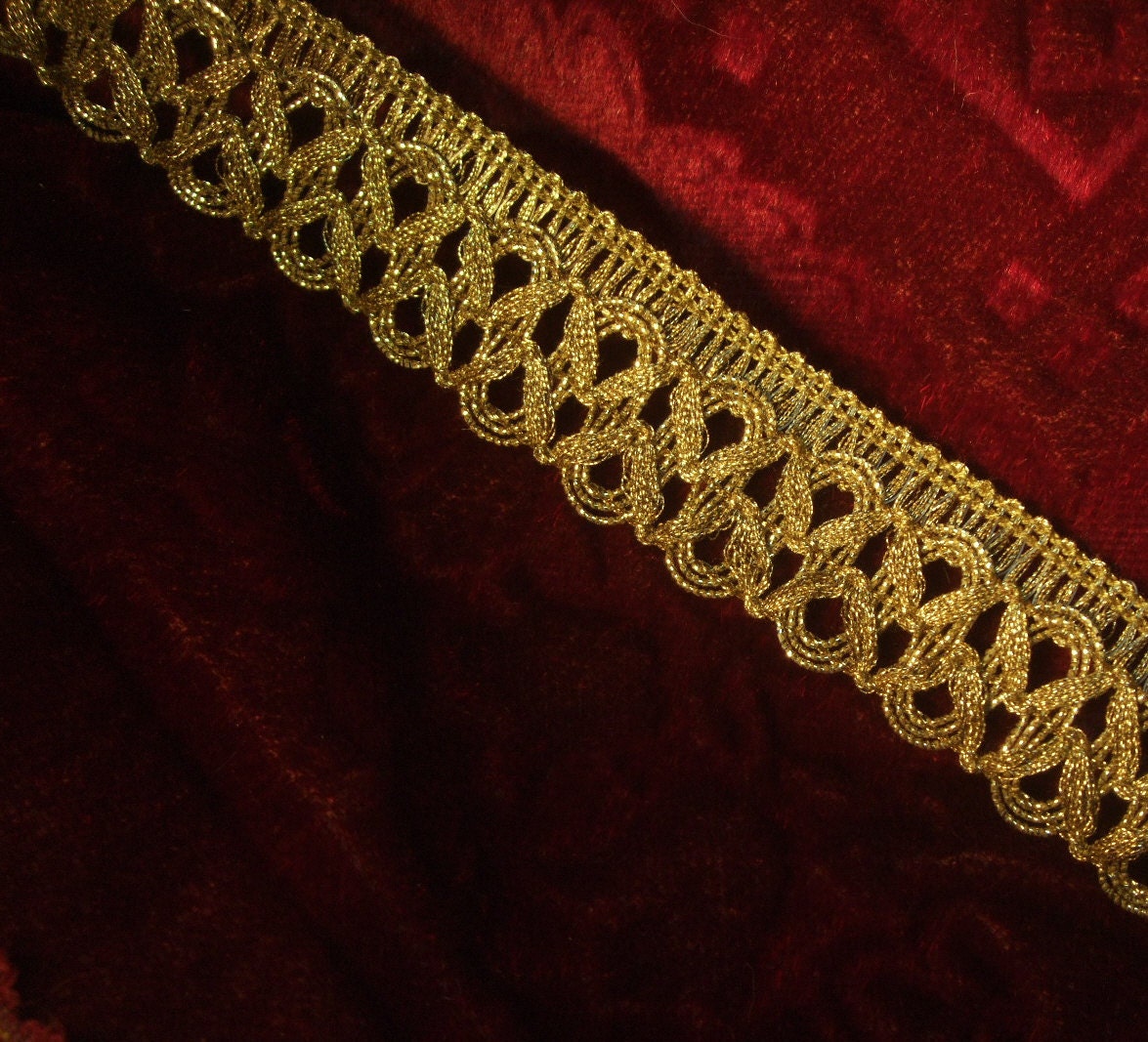Vintage Gold Metallic Lace Trim Ribbon With Double Row Braid - Etsy