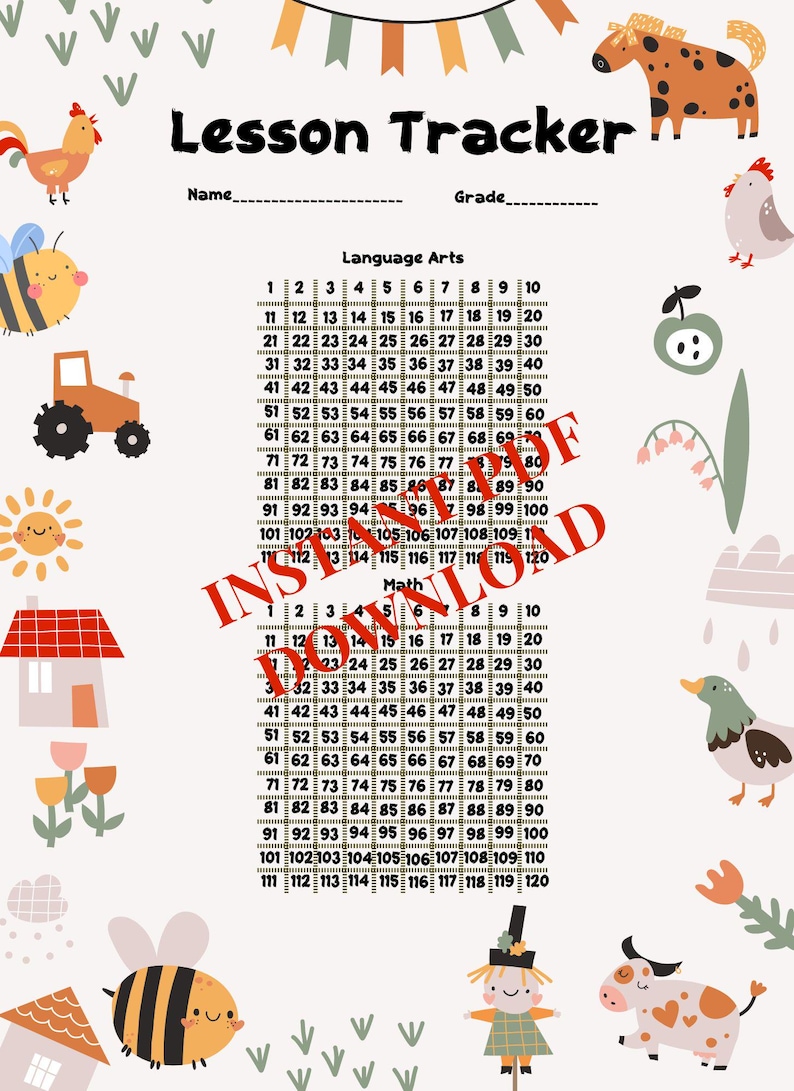Homeschool Lesson Tracker Farm Theme - Etsy