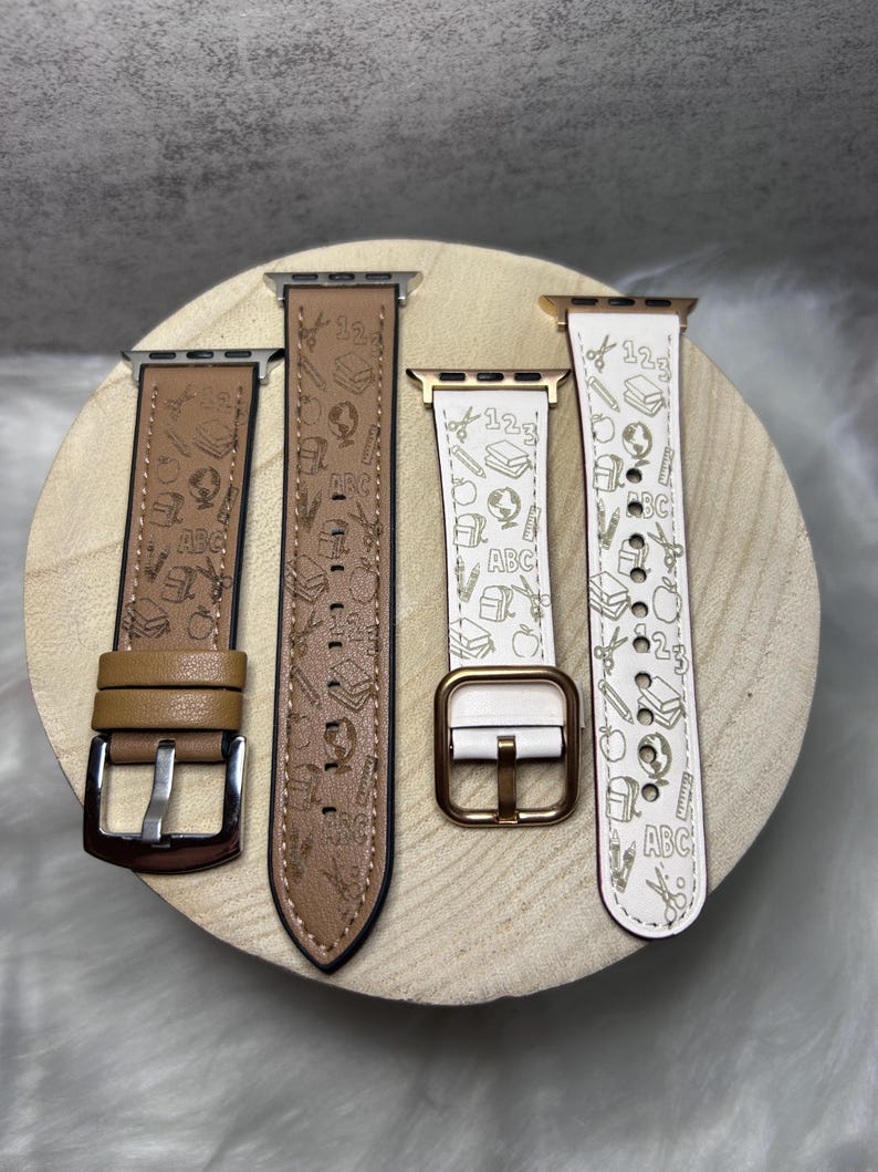 Teacher Apple Watch Band Only - Laser Engraved Soft PU Leather (fits ...
