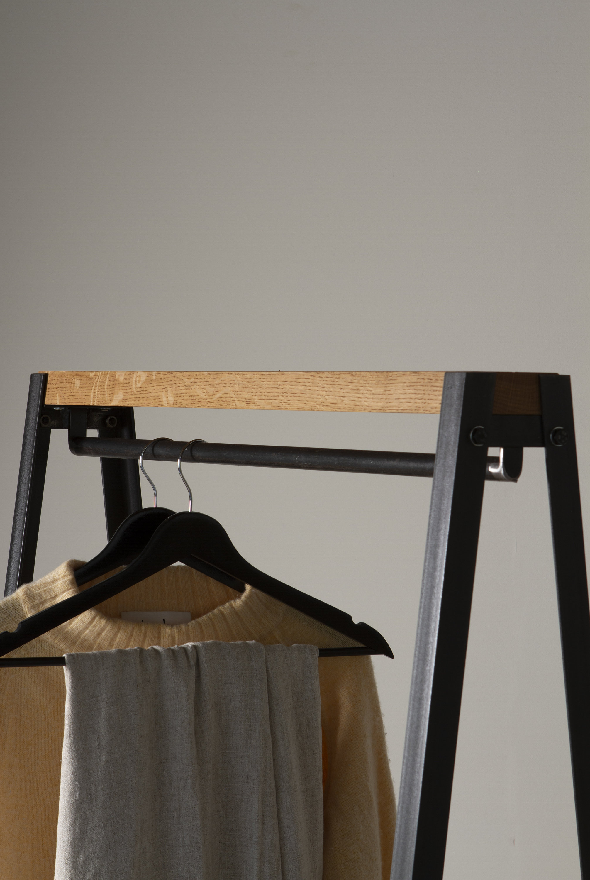 Konk ‖ 'simple' Oak Clothes Rail [metal] ‖ Bespoke Sizes Available ...