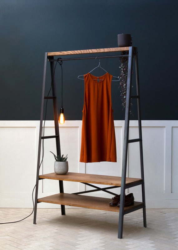 Konk 'simple' Oak Clothes Rail metal Bespoke | Etsy