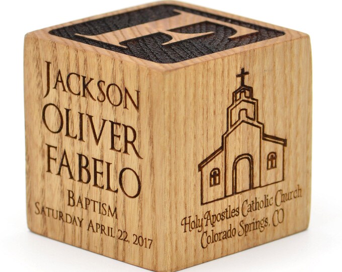 Baby's Baptism Personalized Wooden Block Dedication Gift Christening ...