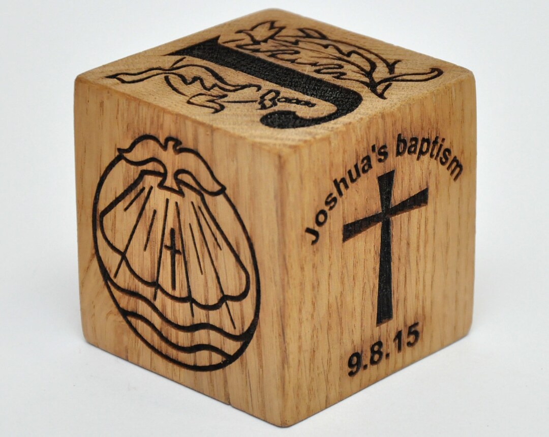Personalized Wooden Baby Baptism Block Engraved Block Dedication Gift ...