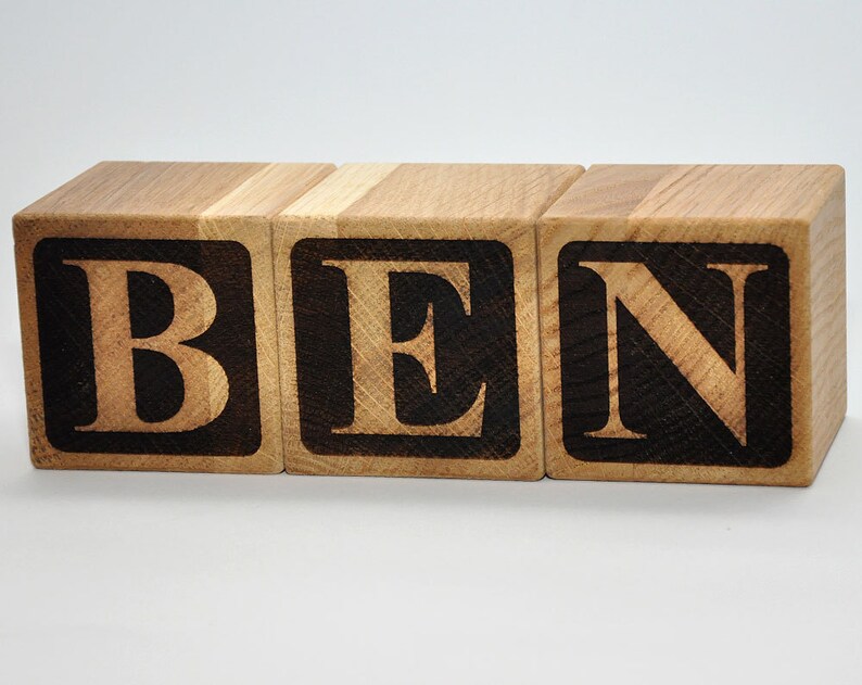 2 Personalized Wooden Name Blocks Natural Personalized - Etsy
