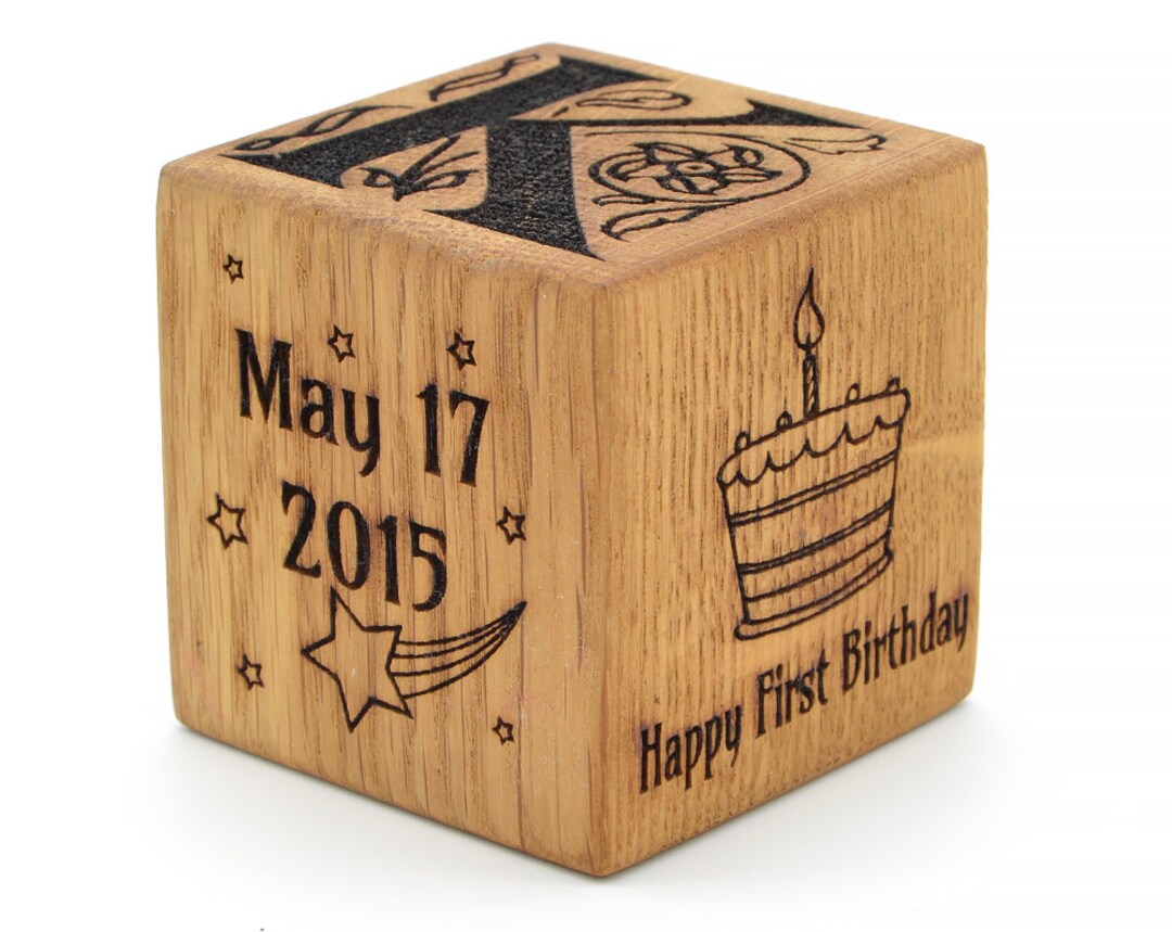 Personalized Engraved Baby's First Birthday Block Eco-friendly Custom ...