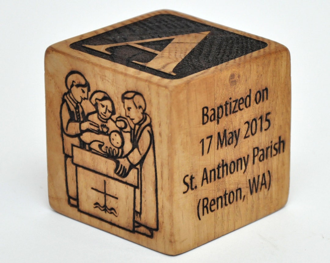 Natural Personalized Baptism Gift Wood Block Christening Gift Religious ...