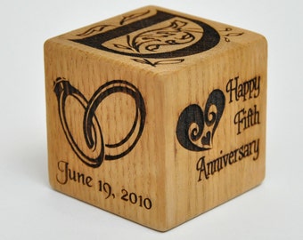 Personalized Anniversary Wooden Block Custom Name Memorial Gift ...