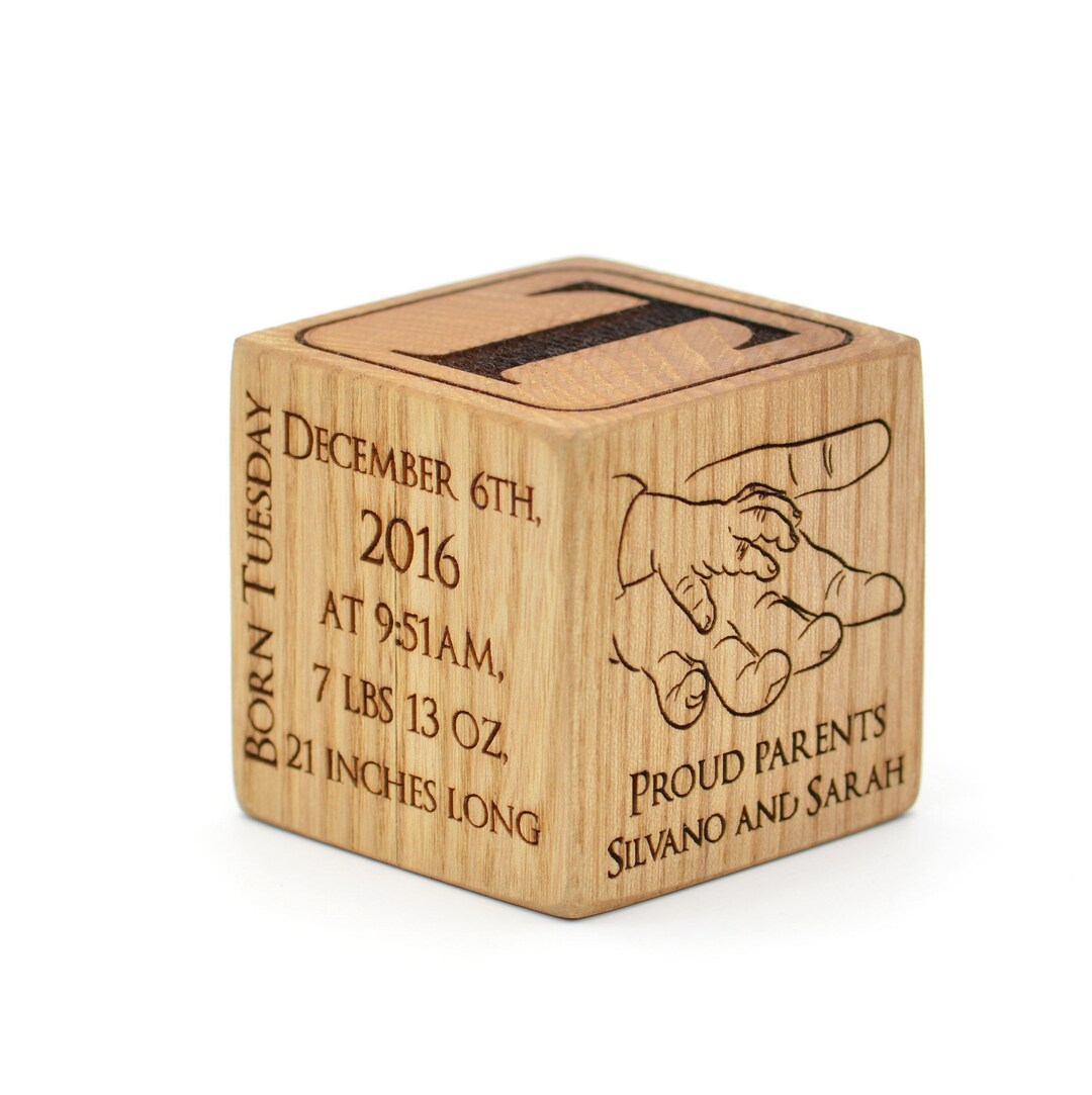 Personalized Baby Block Wooden Baby Block Baby Keepsake Newborn Cube ...