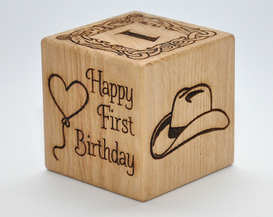Personalized Engraved Baby's First Birthday Block Eco-friendly Birth ...