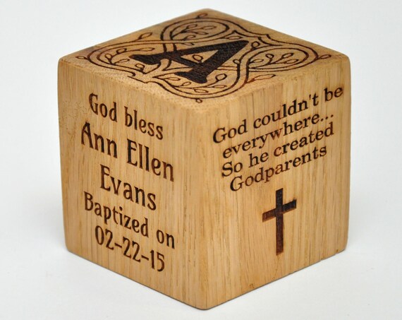 Personalized Girl Baptism Block Boy Wooden Block Nusery | Etsy