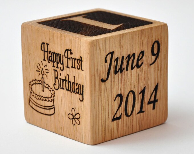 First Personalized Birthday Gift Baby Wood Block Engraved Baby Keepsake ...