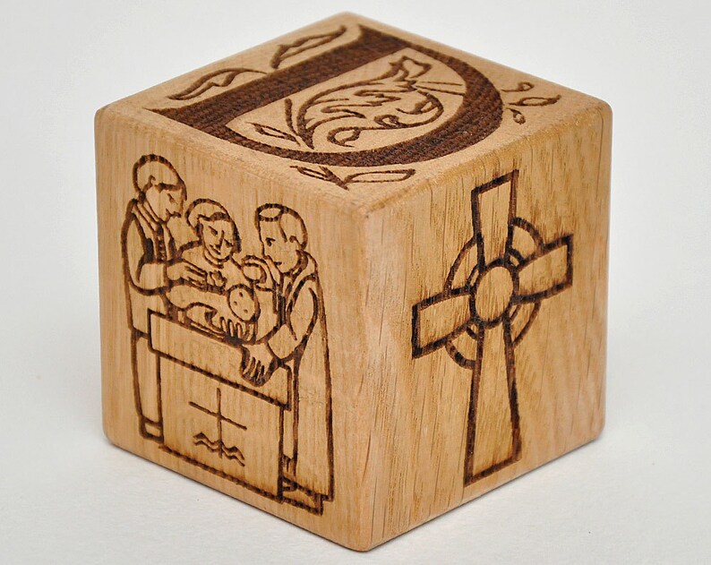Natural Personalized Baptism Gift Wood Block Christening Gift Religious ...