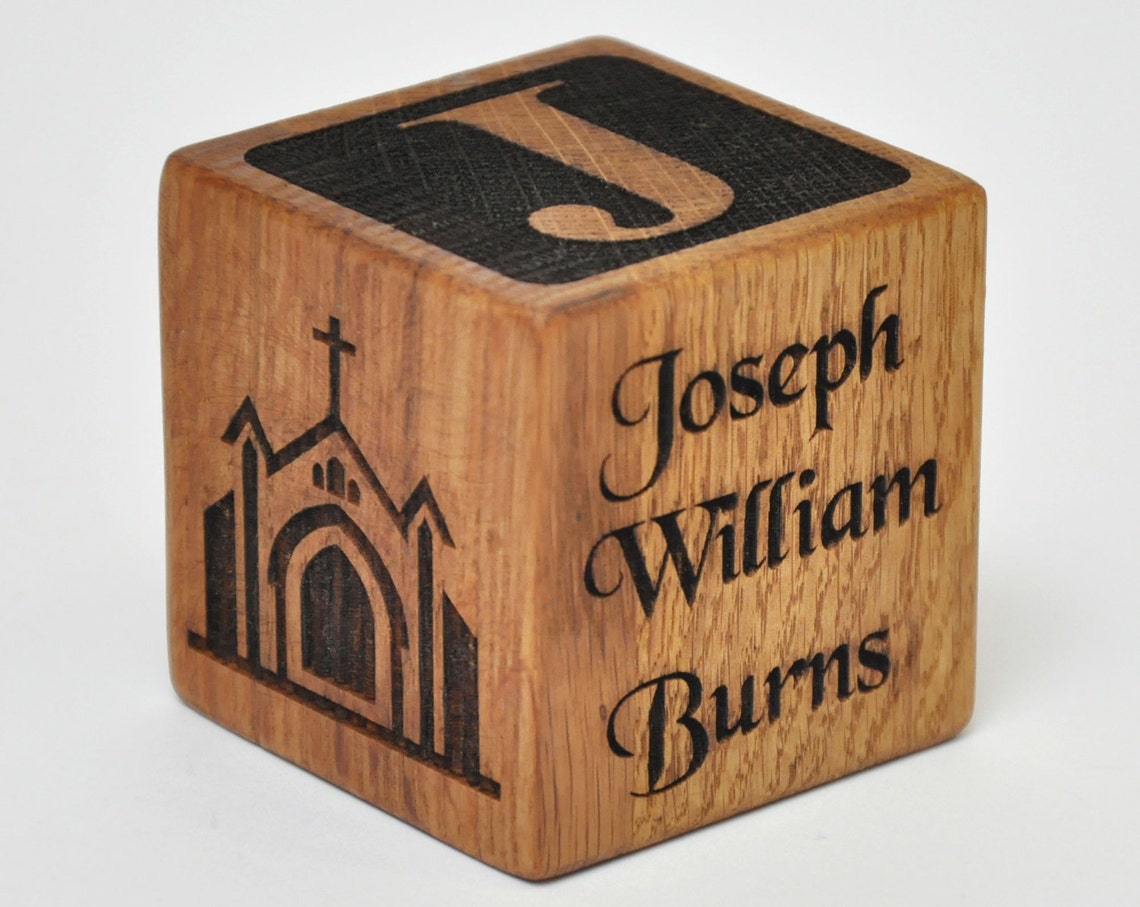 Baby's Baptism Personalized Wooden Block Dedication Gift Christening ...