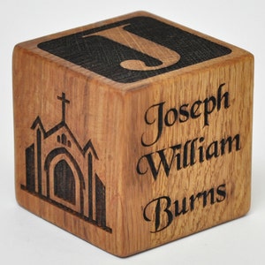 Baby's Baptism Personalized Wooden Block Dedication Gift Christening ...