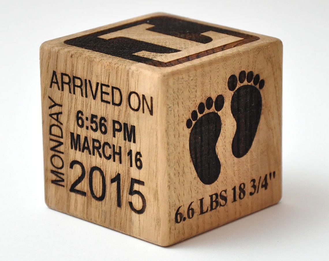 Personalized Wooden Baby Block Gift Engraved It's A Girl Boy Baby ...