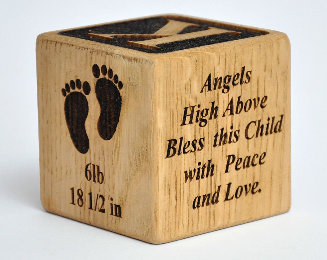 Personalized Wooden Engraved Baby Shower Gift Block Cube Baby Keepsake ...