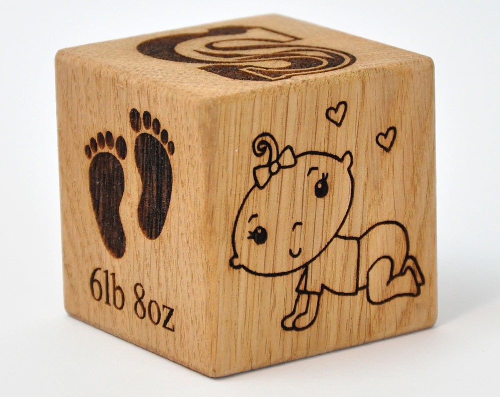 Personalized Wooden Engraved Baby Shower Gift Block Cube Baby | Etsy