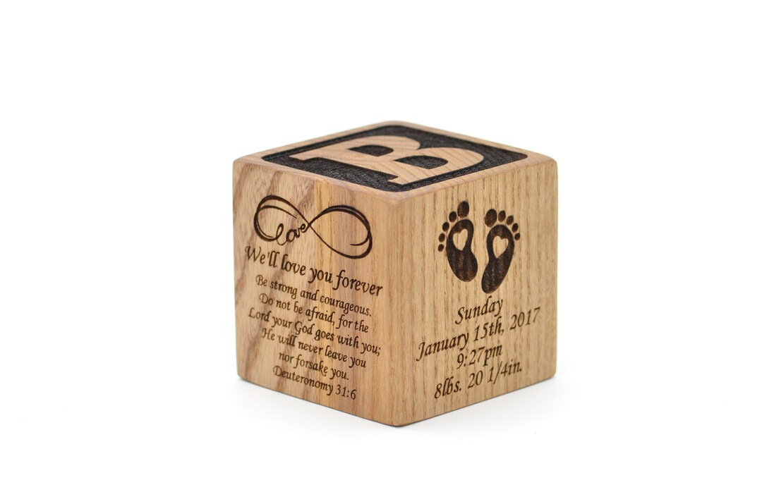 Personalized Wooden Baby Block Gift Engraved Baby Shower Baby Keepsake ...