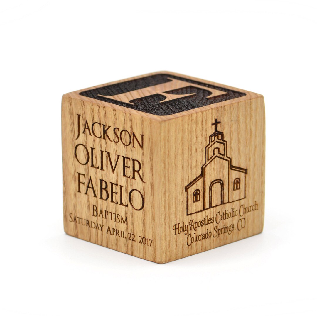 Baby's Baptism Personalized Wooden Block Dedication Gift Christening ...