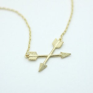 Gold Cross Double Arrow Necklace | Etsy